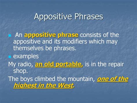 The Appositive And Appositive Phrase Ppt Download