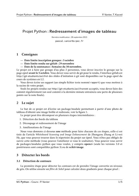 Projet Python Redressement D Images De Tableau