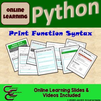 Python Coding Distance Learning Print Syntax Activities Videos