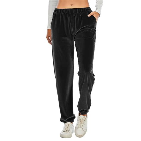 Focussexy Focussexy Velour Velvet Sweatpants Women Long Velvet Pants