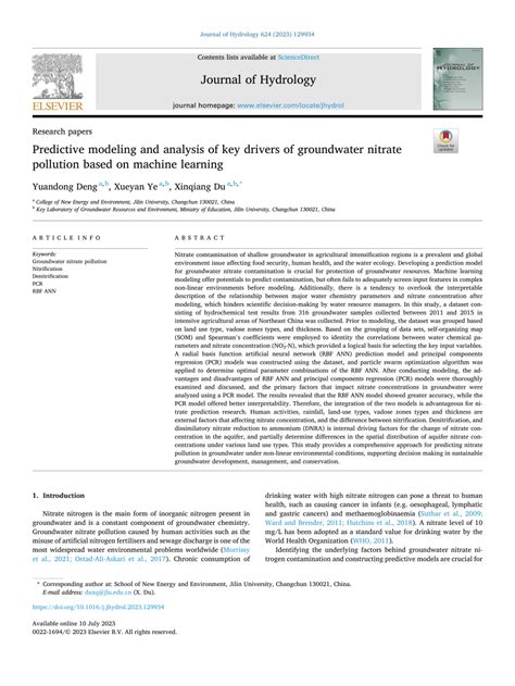 Pdf Predictive Modeling And Analysis Of Key Drivers Of Groundwater