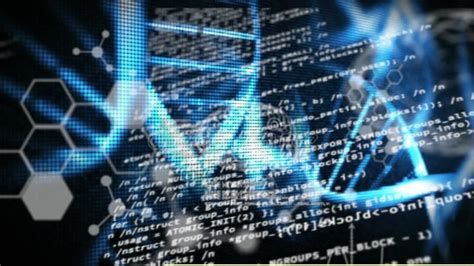 Animation Of Dna Chemical Molecular Structure And Spinning Human Icon Against Data Processing