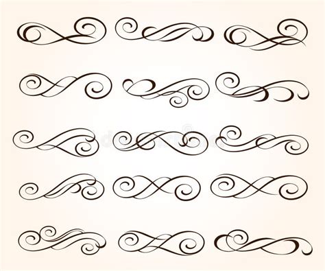 Set Elegant Decorative Scroll Elements Vector Illustration Stock