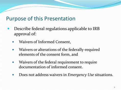 Ppt Informed Consent Waivers And Alterations Guidelines For The Uh