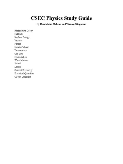 Csec Physics Radioactivity And Nuclear Concepts Pdf
