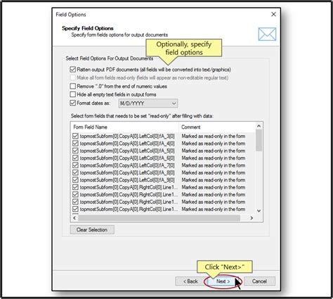 Specify Field Options