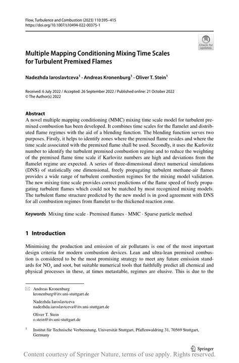 Pdf Multiple Mapping Conditioning Mixing Time Scales For Turbulent