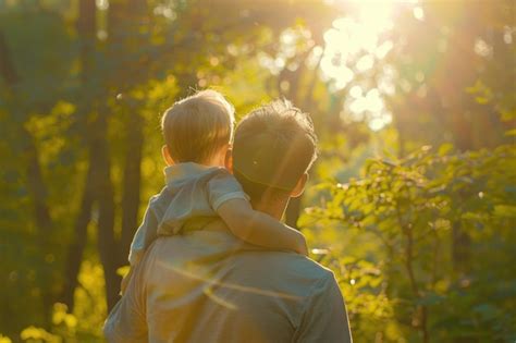 Premium Photo Father And Son Bonding In Nature At Sunset