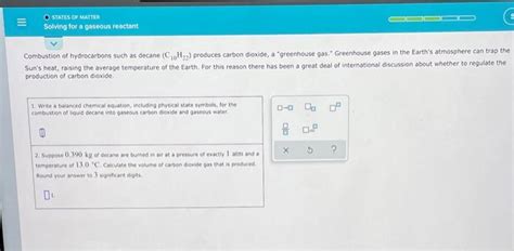 Solved Iii States Of Matter Solving For A Gaseous Reactant
