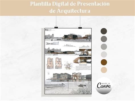 Architecture Sheet Presentation Template In Canva Editable Template Presentation Design Hotel