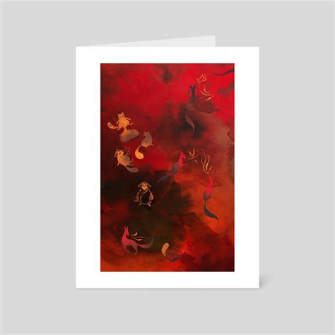 The Night Of Kitsune And Tanuki Yokai An Art Card By NuÉ Papier Inprnt