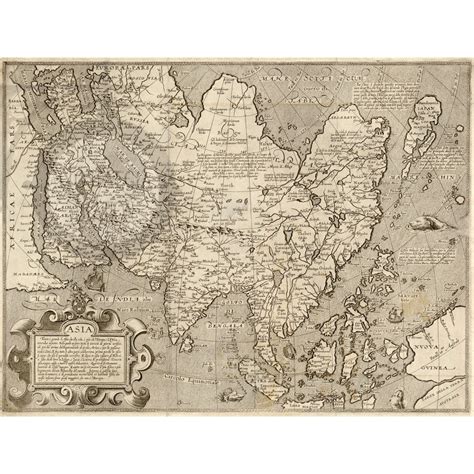 Asia World Map Print 1600 Antique Historic Vintage Photo Steampunk