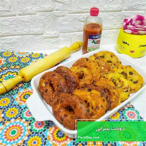 طرز تهیه دونات پیتزایی فینگرفود خوشمزه و ساده با سوسیس و کالباس بدون فر