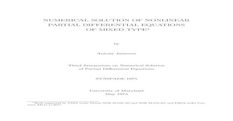 Pdf Numerical Solution Of Nonlinear Partial Differential Aero