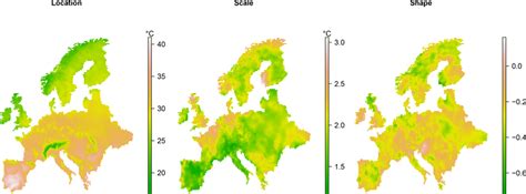 maximum likelihood estimates of the gev parameters fitted to the txx