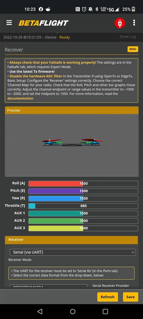 Beta Flight Receiver Tab Isnt Working Im Using A Spektrum Srxl2 Have It Set Up As Serial