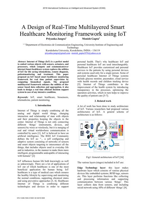 PDF A Design Of Real Time Multilayered Smart Healthcare Monitoring Framework Using IoT