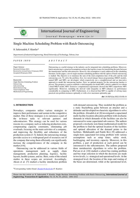 pdf single machine scheduling problem with batch outsourcing