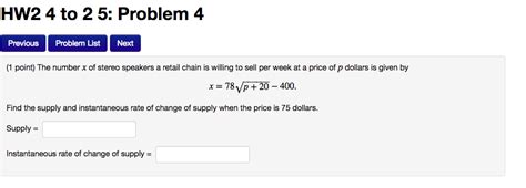 Solved HW To Problem Previous Problem List Next Chegg Com
