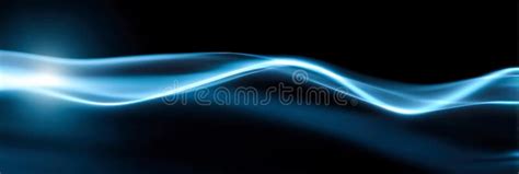 Fluid Blue Light Wave Pattern In Abstract Design Displaying Dynamic Movement And Energy Stock