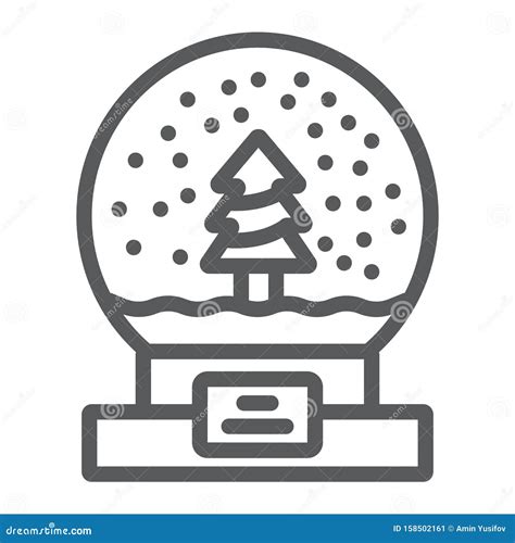 Snow Globe Line Icon Christmas And New Year Glass Sphere Sign Vector Graphics A Linear