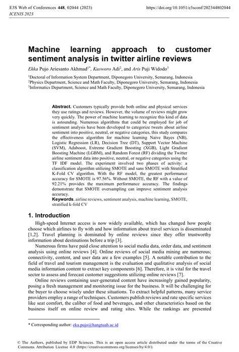 (PDF) Machine learning approach to customer sentiment analysis in ...