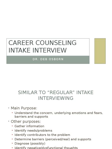 Career Counseling Intake Interview Thought Narrative