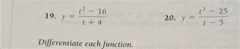 solved y t2 25t 5 ﻿differentiate each function