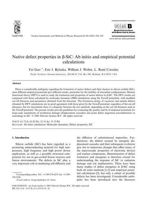 Pdf Native Defect Properties In β Sic Ab Initio And Empirical