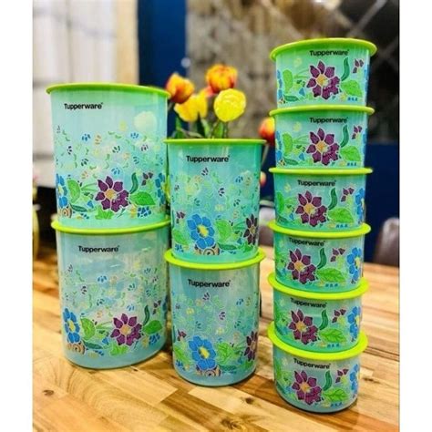 Tupperware Batik One Touch Set Tupperware Murah Tupperware One Touch Bekas Kuih Raya Balang
