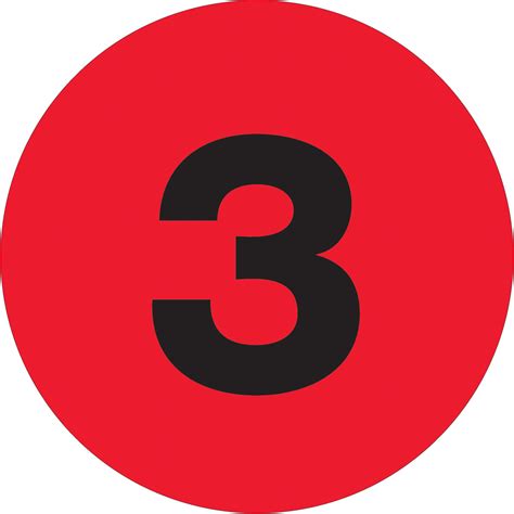 1 Circle 3 Fluorescent Red Number Labels 500roll