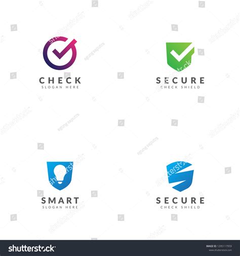 Security Logo Template Collection Check Mark Stock Vector Royalty Free