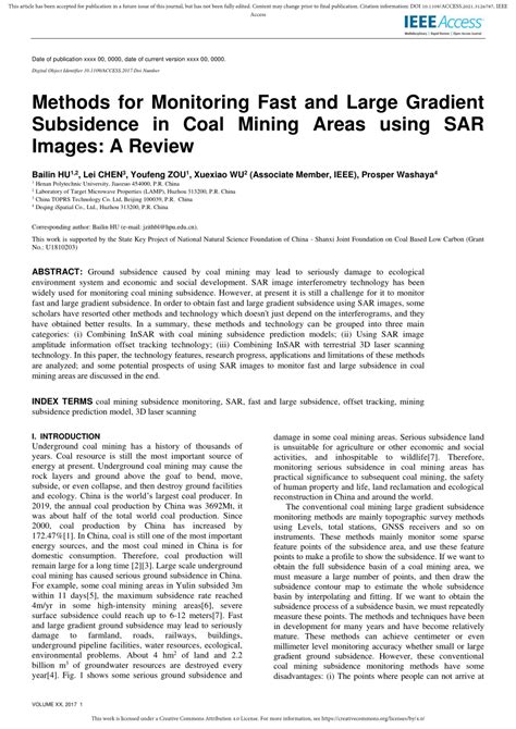 Pdf Methods For Monitoring Fast And Large Gradient Subsidence In Coal Mining Areas Using Sar