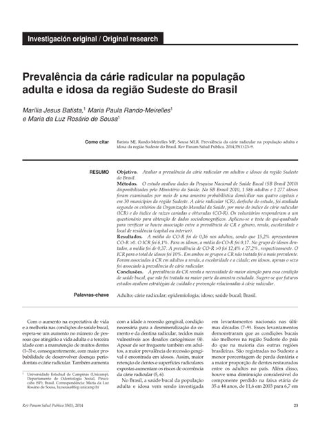 Pdf Prevalence Of Root Caries Among Adults And The Elderly In