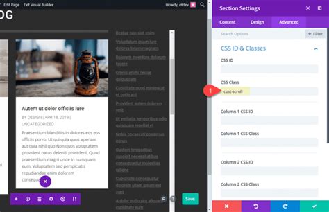 how to design a scrollable recent posts widget area in divi