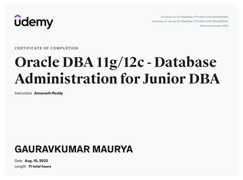 Gauravkumar Maurya On Linkedin Successfully Completed Oracle Dba