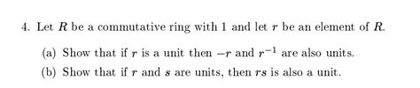 solved let r ﻿be a commutative ring with 1 ﻿and let r ﻿be an