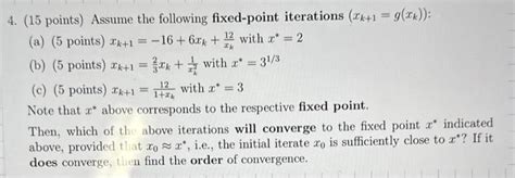 solved 4 15 points assume the following fixed point