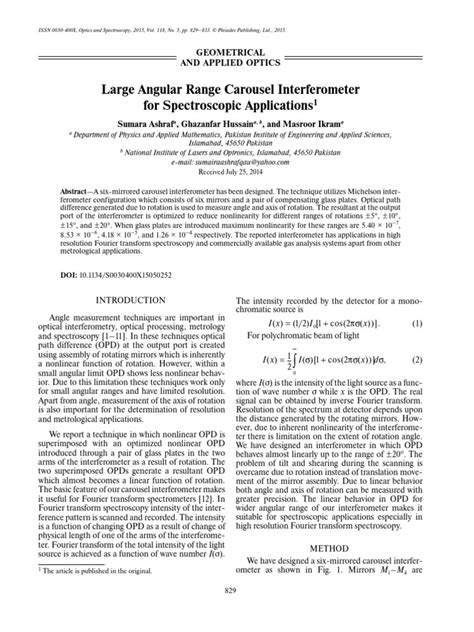 15 Large Angular Range Carousel Interferometer For Spectroscopic