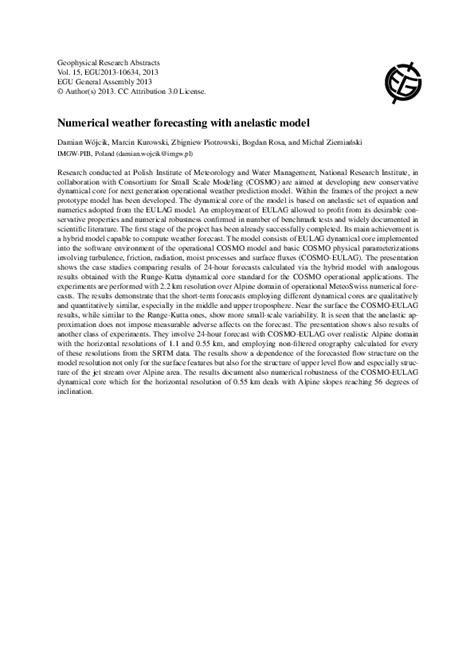 Numerical Weather Forecasting With Anelastic Model