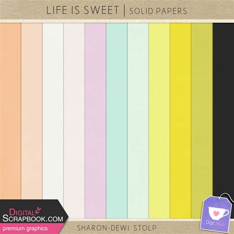 Life Is Sweet Solid Papers By Sharon Dewi Stolp Graphics Kit Digital