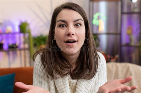 Excited Woman Girl Surprised Shocked By Sudden Victory Good Win News