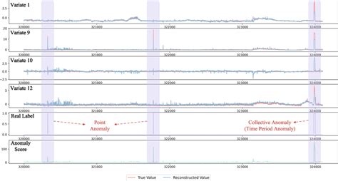 visualization of reconstructed time series and anomaly detection