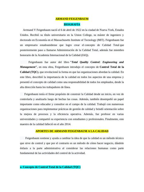 Armand Feigenbaum Pdf Calidad Comercial Business