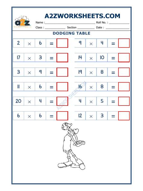 A2zworksheets Worksheet Of Dodging Table 14 Multiplication Maths