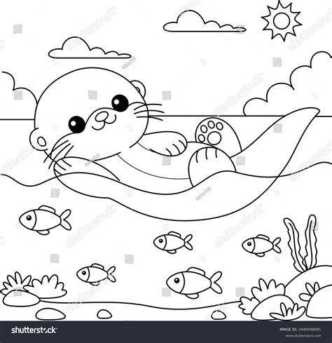 Otter Coloring Pages Printable Otter Water Scene Otter Coloring Pages
