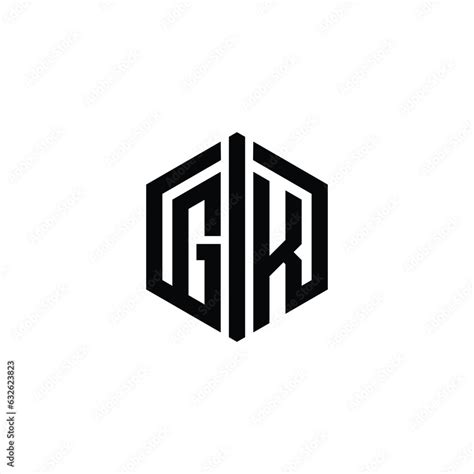 Gk Letter Logo Monogram Hexagon Shape With Connect Outline Design Template Stock Vector Adobe