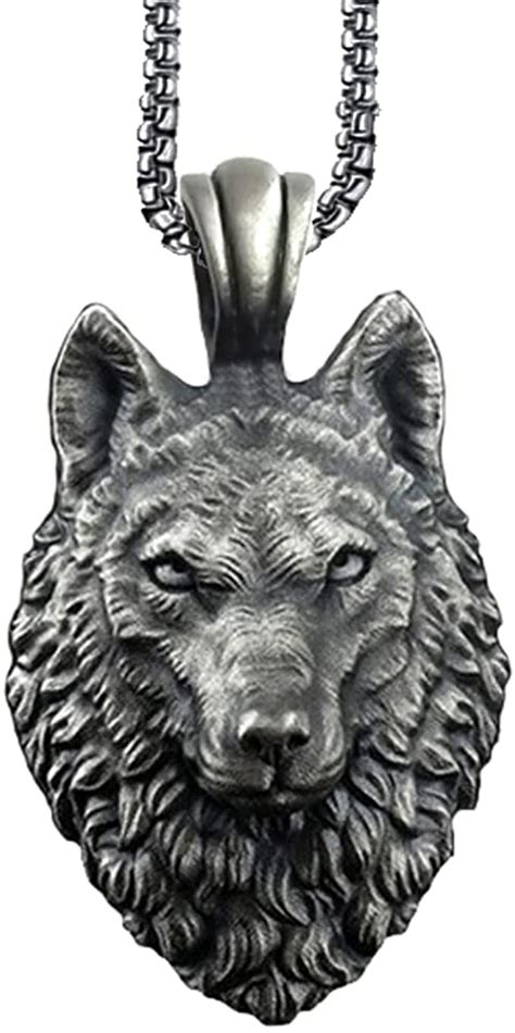 Mens Wolf Birthstone Necklace Jewelry For Women Animal Head Pendant