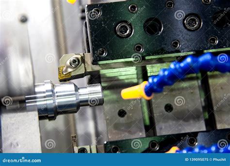 The CNC Lathe Or Turning Machine Cutting The Thread Stock Image Image Of Machinery Factory