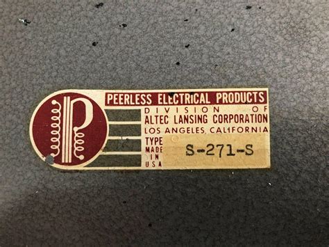 Peerless S 271 S Audio Output Transformer Altec Lansing Corp Rare